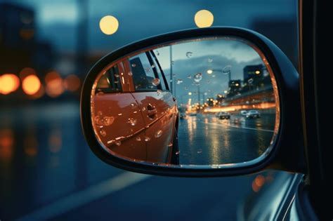 City Street Car Side Mirror Premium Ai Generated Image
