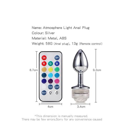 Remote Control LED Light Metal Anal Plug Prostate Massager