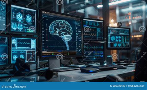 modern laboratory with advanced computer brain imaging technology