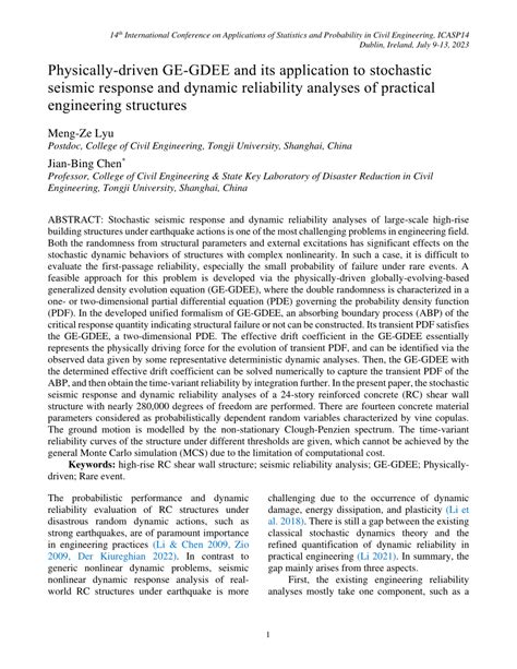 pdf physically driven ge gdee and its application to stochastic seismic response and dynamic