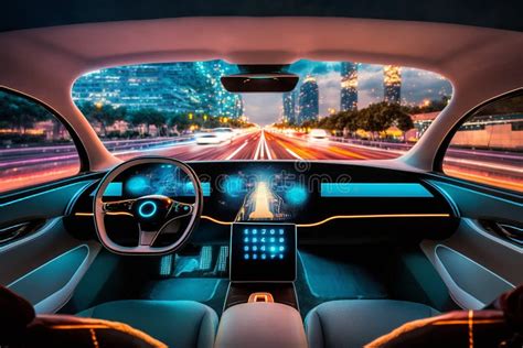 Electric Vehicle With Autonomous Driving Future Car Software Technology Driverless Car