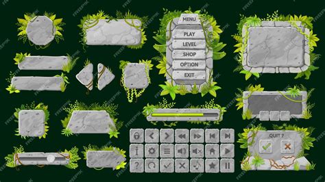 Premium Vector Stone Game Interface Buttons And Ui Elements