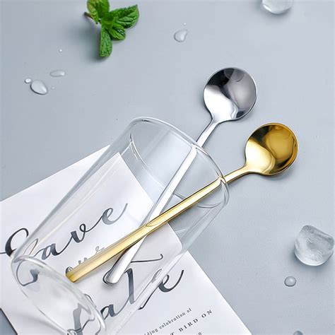 레트로 긴 손잡이 커피 스푼 304 스테인레스 스틸 디저트 아이스크림 교반 국자 로고 선물 1 개 2 개 4 개커피 숟가락 Aliexpress