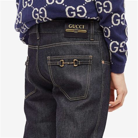 Gucci Mens Tapered 5 Pocket Washed Jean In Blue Gucci