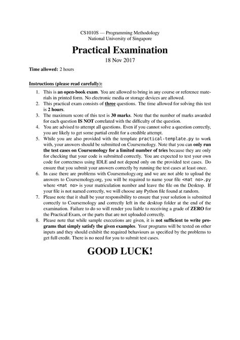 2017 1118 Practical Cs1010s — Programming Methodology National University Of Singapore