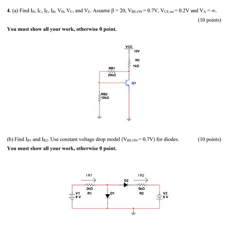 Solved a Find Ib Ic IE IB VB Vc and VĘ Assume ß Chegg
