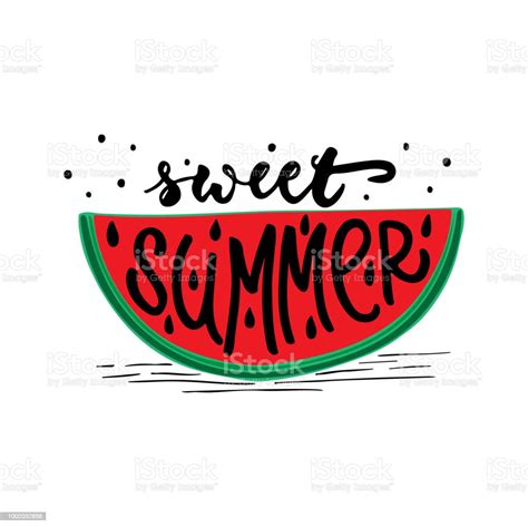 달콤한 여름손으로 그린 긍정적인 레터링 문구는 흰색 배경에 고립 배너 인사말 카드 포스터 디자인 사진 오버레이 대 한 재미 있는 브러시 잉크 벡터 견적 개념에 대한 스톡