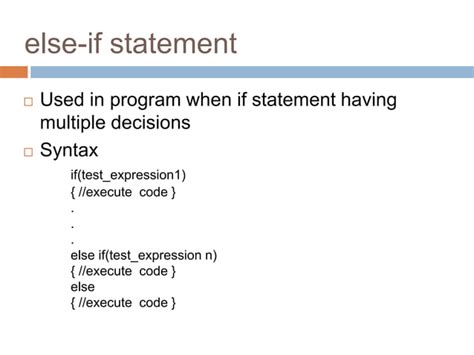 Decision Making Using If Statement Ppt