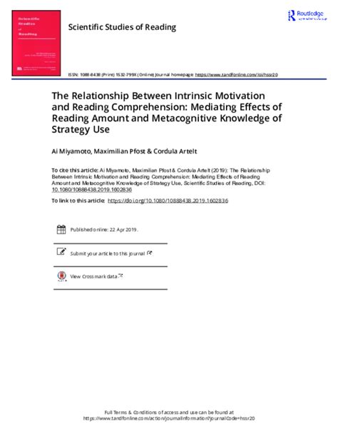 Pdf The Relationship Between Intrinsic Motivation And Reading Comprehension Mediating Effects