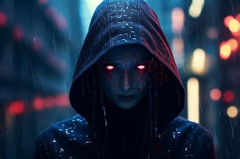 premium ai image anonymous cyberpunk hacker