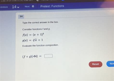 Revious 14 Next Pretest Functions 14 Type The StudyX