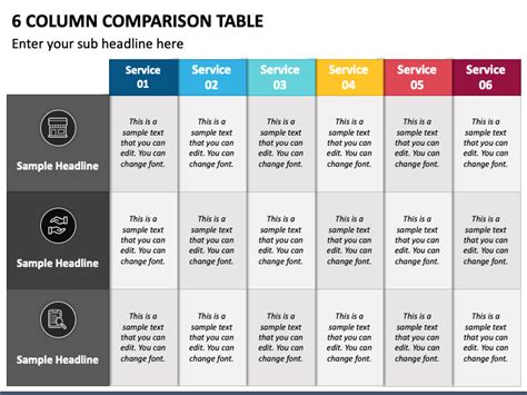 6 Column Comparison Table Powerpoint Template Ppt Slides