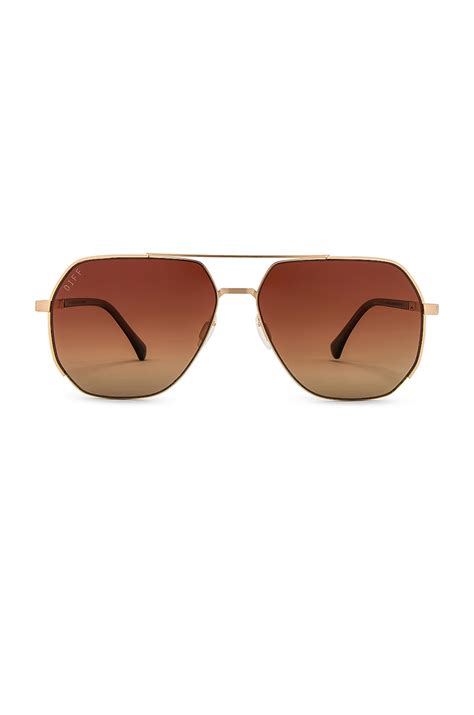 Diff Eyewear Monaco In Brushed Gold And Terracotta Gradient Polarized Revolve