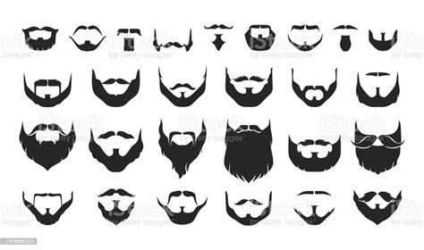 검은 수염 수염과 수염의 다른 유형얼굴 머리 검은 실루엣 이발소 및 이발 그래픽 컬렉션 남성 인물 사진 요소 벡터 페이스 장식 세트 남자에 대한 스톡 벡터 아트 및 기타