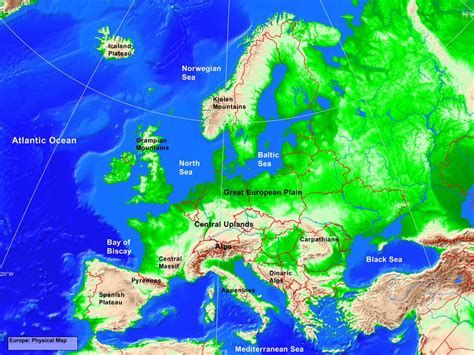 Europe Physical Map Guide Of The World