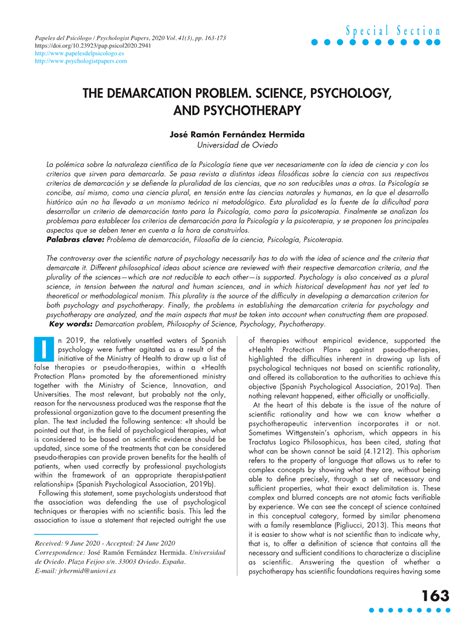 The Demarcation Problem Science Psychology And Psychotherapy Docslib