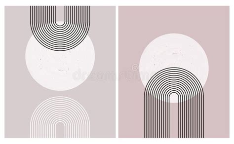 Simple Modern Hand Drawn Vector Art With White Circle And Black Arcs Stock Vector
