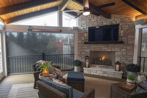 Covered Porch With Fireplace Designs