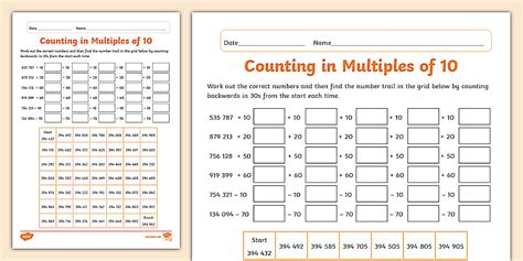 Lower Ability Counting In Multiples Of 10 From Any Number Differentiated
