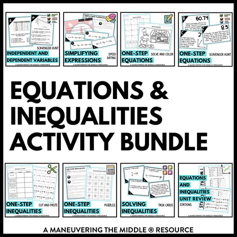 Equations And Inequalities Activity Bundle 6th Grade Maneuvering The Middle