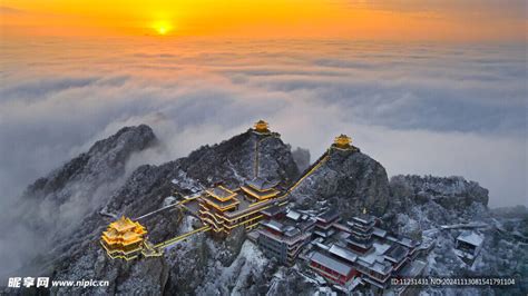 洛阳老君山雪景云海日出摄影图国内旅游旅游摄影摄影图库昵图网