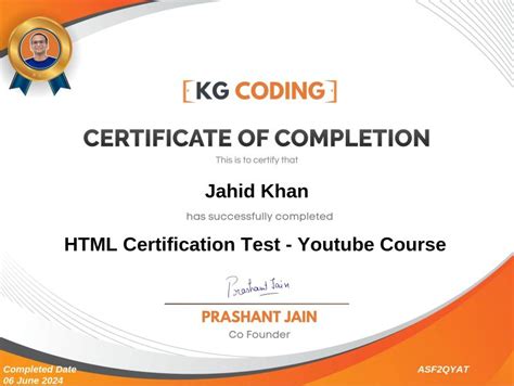 Jahid Khan On Linkedin Html Coding Webdevelopment Certificate