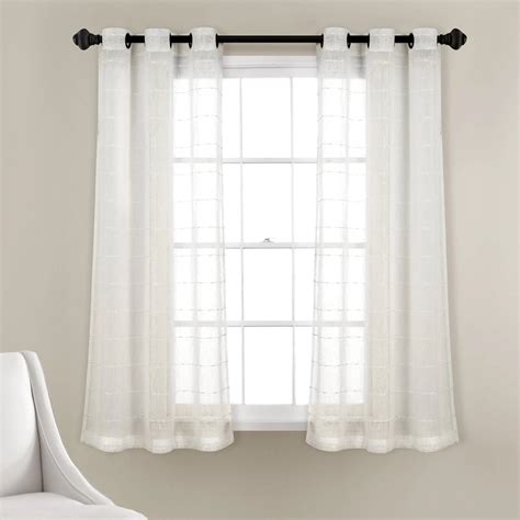 Lush Decor Farmhouse Textured Sheer Window Curtain Panels White 38 X 63