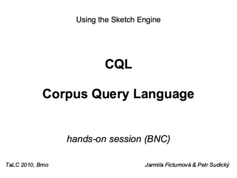 Pdf Using Online Corpora Corpus Query Language Explained