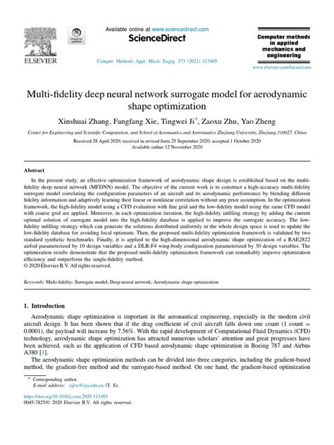 Multi Fidelity Deep Neural Network Surrogate Model For Aerodynamic Shape Optimization Pdf