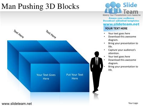 man pushing 3d cubes building blocks stacked building blocks logical