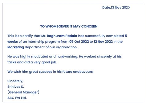 Experience Certificate Template