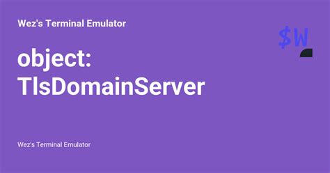 Object Tlsdomainserver Wezs Terminal Emulator