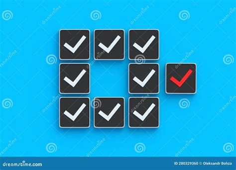 Failed Task Red Check Mark On Button Incorrect Choice Concept Wrong Decision Stock