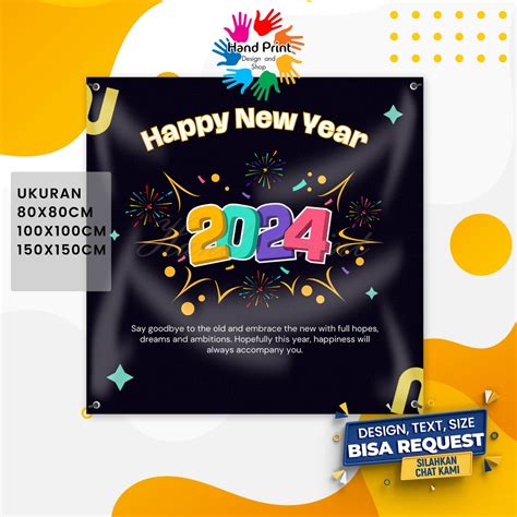 Jual Cetak Spanduk Banner Selamat Tahun Baru Happy New Year C 150x150cm Spanduk Custom Shopee