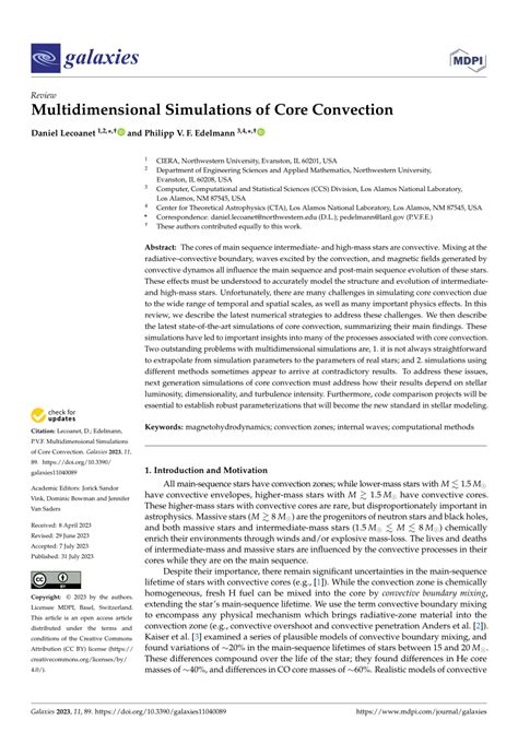 Pdf Multidimensional Simulations Of Core Convection