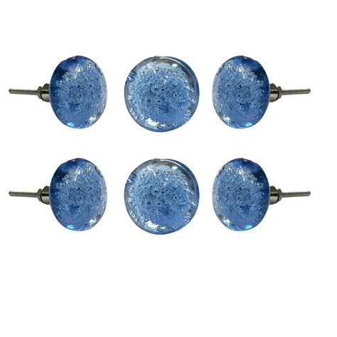 Perilla Home Set Of 6 Knobs Blue Decorative Crystal Knobs Handels