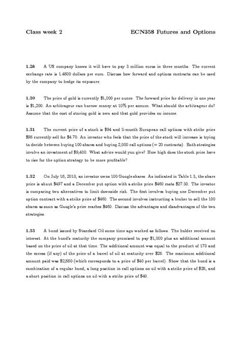 Class Week 2 Problem Set Class Week 2 ECN358 Futures And Options 1 A US Company Knows It