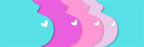 플랫 스타일의 임신과 출산의 개념 화려한 추상적 배경에 대한 마음으로 프로필에 임신 후반기의 젊은 여성의 배꼽 임신에 대한 스톡