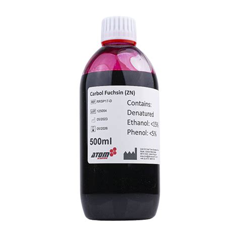 Acid Fast Stains Ready To Use Zn Carbol Fuchsin 500ml Each Trafalgar Scientific