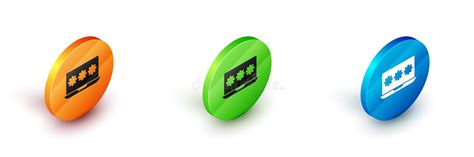 Isometric Laptop With Password Notification Icon Isolated On White Background Security