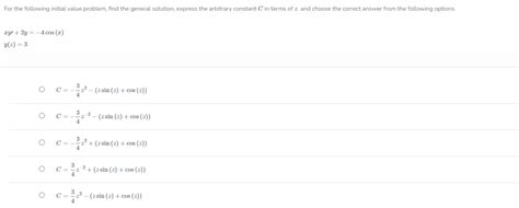 Solved Xy2y 4cosxyz3c 34z2 Zsinzcoszc 34z 2