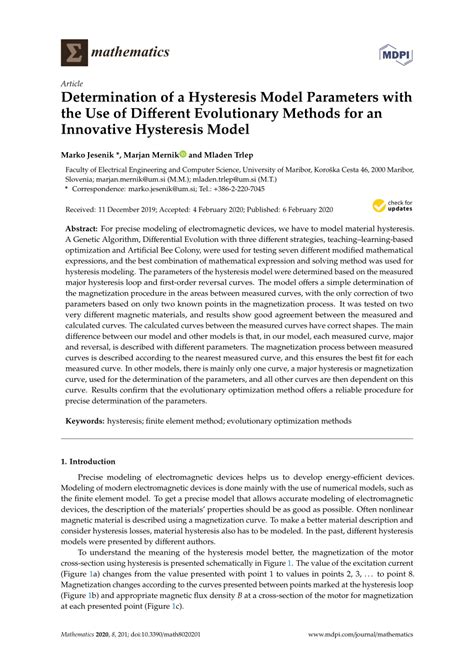 pdf determination of a hysteresis model parameters with the use of