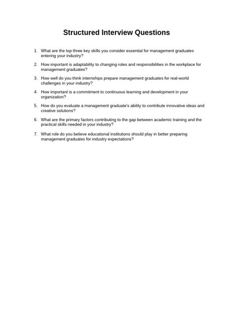 Structured Interview Questions Pdf