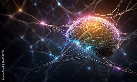 Illuminated Brain And Neural Networks Brain Integrated With Intricate