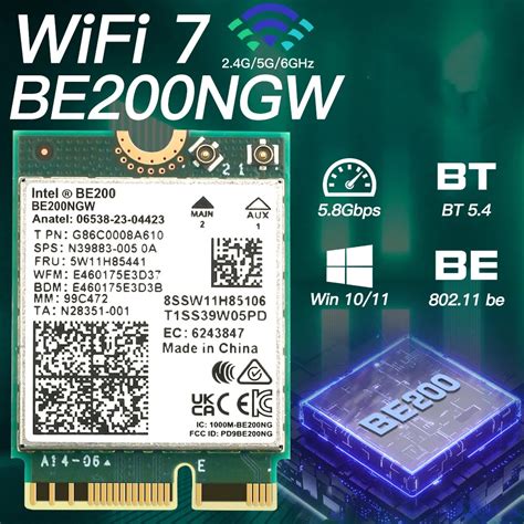 Wifi 7 Intel Be200 Wireless Wifi Card Bluetooth 5 4 Tri Band 2 4g 5g 6ghz 5 8 Gbps M 2 Ngff