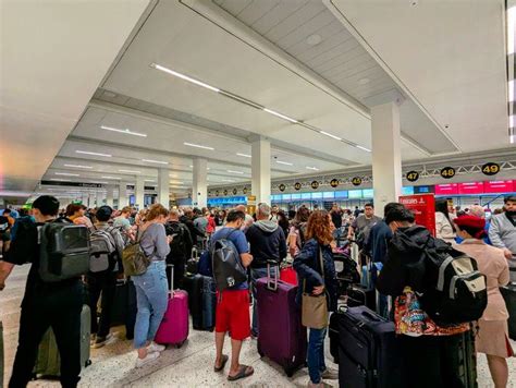 Flight Chaos Due To A Power Outage At Manchester Airport Uk
