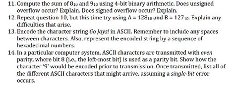 Solved 11 Compute The Sum Of 810 And 910 Using 4 Bit Binary