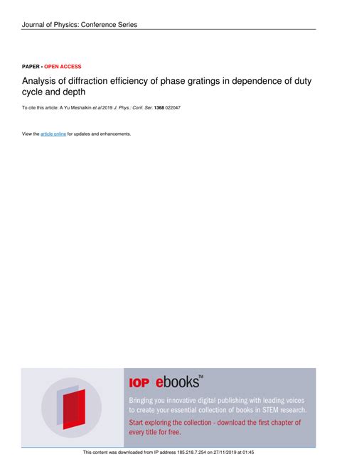 Pdf Analysis Of Diffraction Efficiency Of Phase Gratings In
