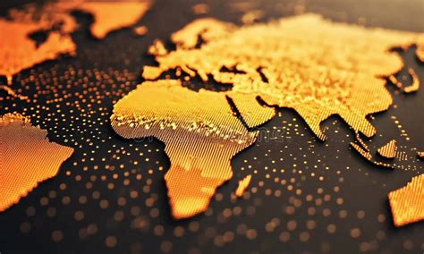 Golden World Map Global Network Connection Data Visualization