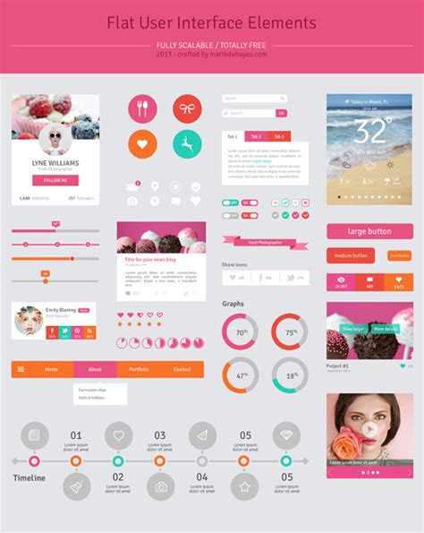 7 Flat Uikit Psd Images Flat Ui Design Flat Design Elements And Flat Mobile Uikit